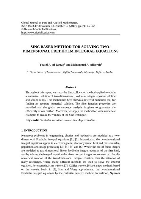 pdf sinc based method for solving two dimensional … · 2 sinc function in this section we