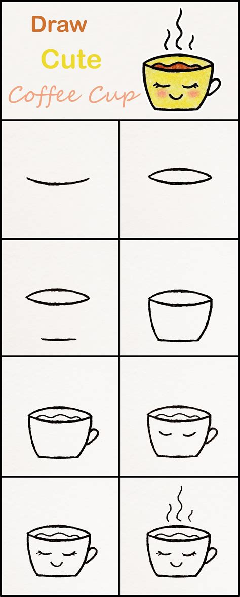 Learn How To Draw A Cute Cup Of Coffee Step By Step Very Simple