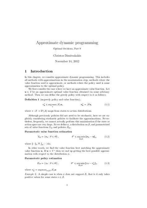 pdf approximate dynamic programming christos dimitrakakis
