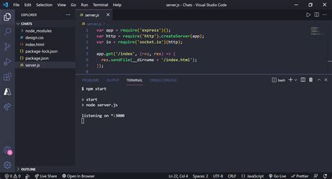javascript how to show 1 node in vscode terminal stack overflow