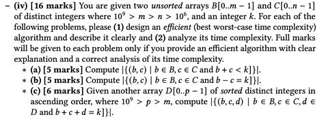 solved · iv 16 marks] you are given two unsorted arrays