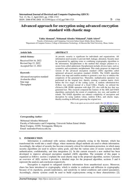 pdf advanced approach for encryption using advanced encryption standard with chaotic map
