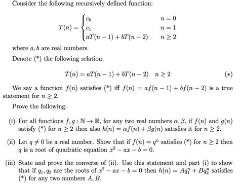 solved consider the following recursively defined function