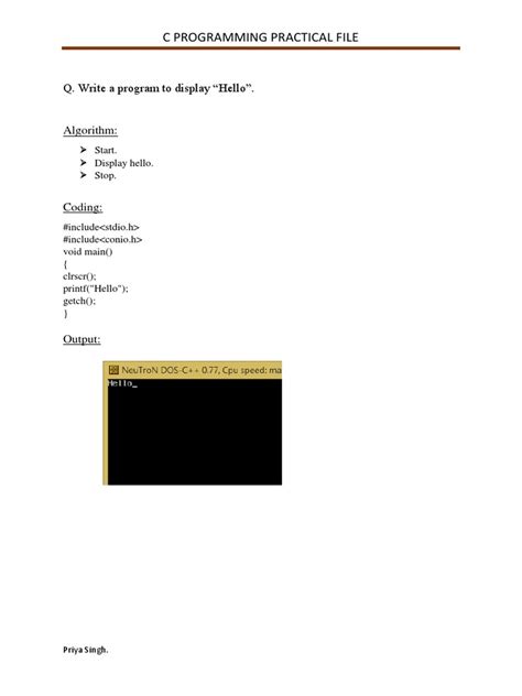 c programming practical file q write a program to display hello pdf fahrenheit