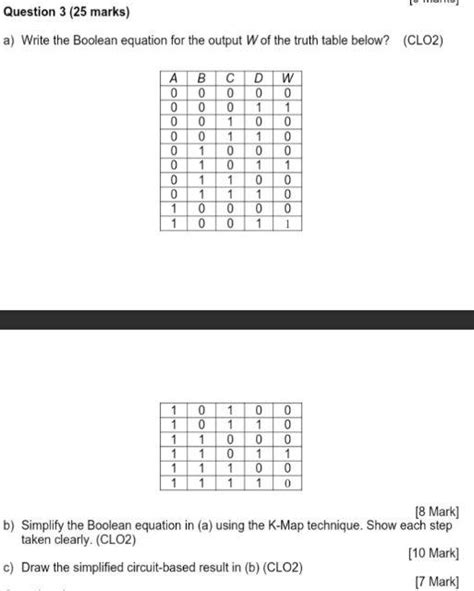 [solved] question 3 25 marks a write the boolean equat