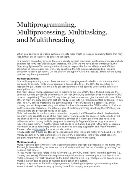 multiprogramming pdf process computing thread computing