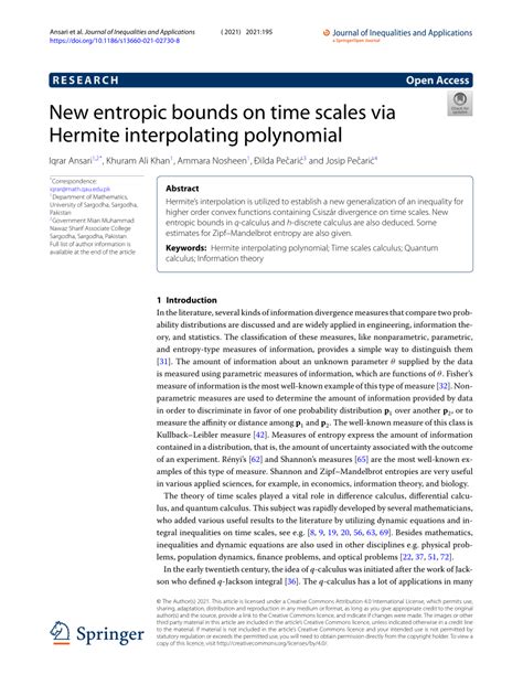 pdf new entropic bounds on time scales via hermite interpolating polynomial