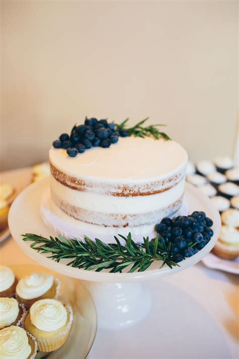 Single Tier Naked Cake With Blueberries And Rosemary Single Tier Naked Cake With Blueberries And Rosemary
