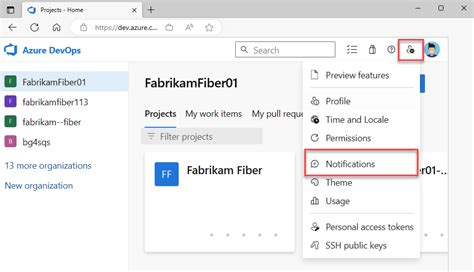 manage personal notification settings azure devops microsoft learn