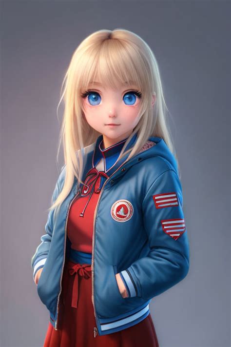 Shy Anime Girl With Blue Eyes And Blonde Hair