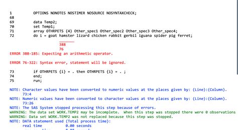 using array to add character variables sas support communities