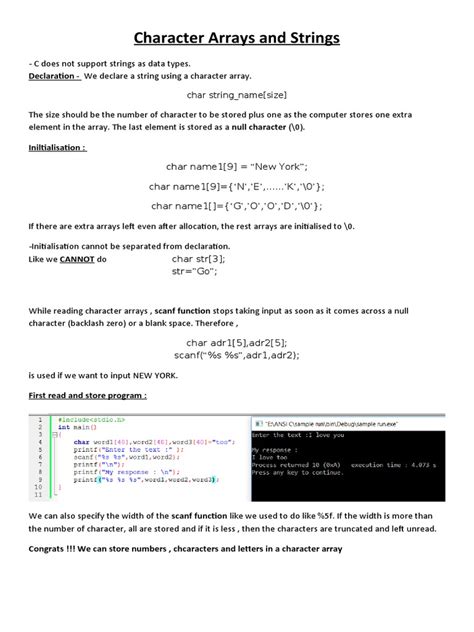 character arrays and strings pdf