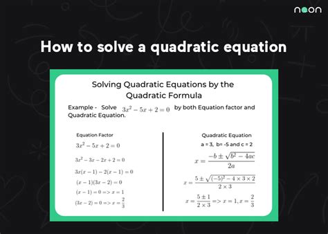 how to solve a quadratic equation learn at noon