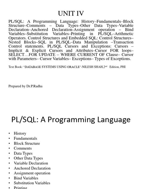 unitv dbms pdf pl sql control flow