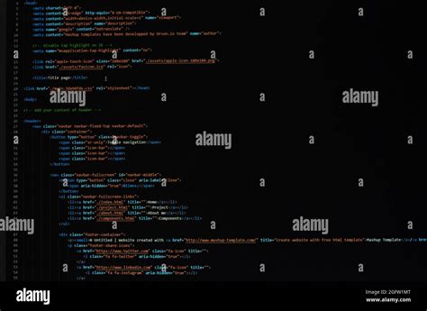 developer python java script html css source code on monitor screen writing script of