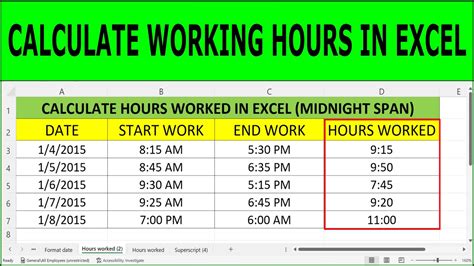How To Calculate Hours Worked In Excel Midnight Span YouTube