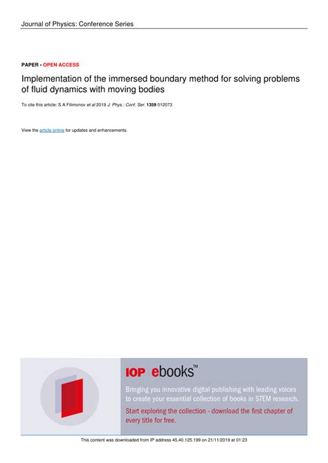 pdf implementation of the immersed boundary method for solving problems of fluid dynamics with