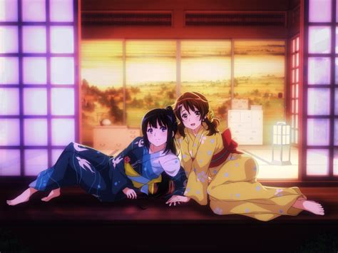 2girls Barefoot Black Hair Brown Eyes Brown Hair Hibike Euphonium Japanese Clothes Kousaka