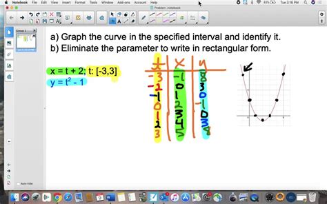 solved a graph the curves defined by the parametric equations using the specified interval and