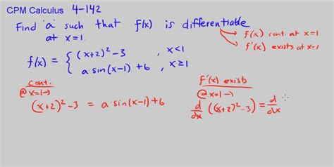 cpm calculus 4 142 defining a piecewise function to make the function differentiable youtube