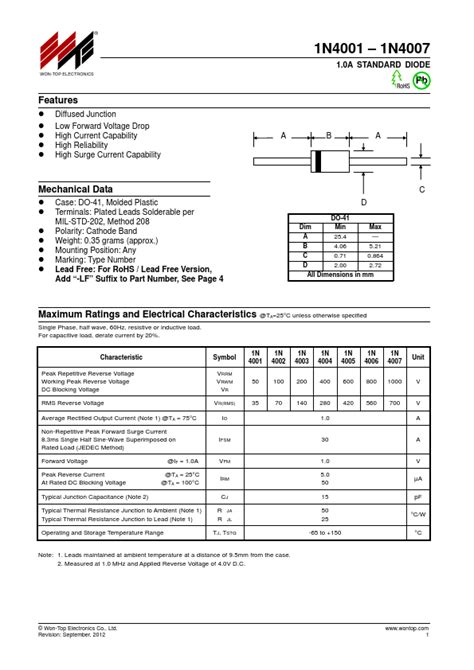 1n4002 datasheet pdf won top