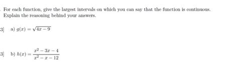 solved for each function give the largest intervals on