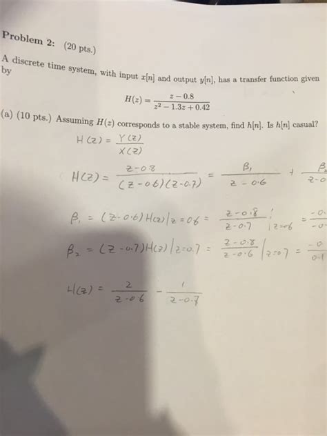 solved a discrete time system with input x[n] and output