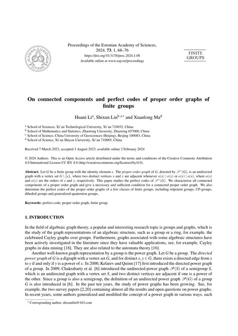 pdf on connected components and perfect codes of proper order graphs of finite groups
