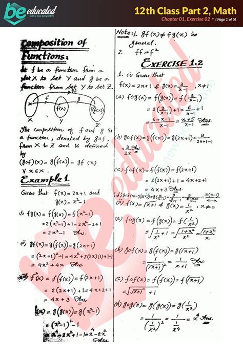 exercise 1 2 mathematics fsc part 2 notes inter part 2 notes