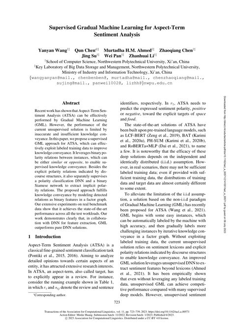 pdf supervised gradual machine learning for aspect term sentiment analysis