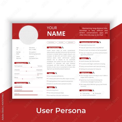 User Persona Document Template Vector Illustration Examples Of User