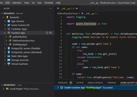azure functions python developing and deploying azure function