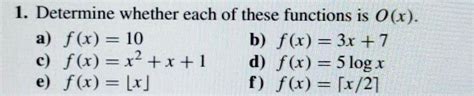 solved 1 determine whether each of these functions is o x a f x 10 b f kx 3x 7 c