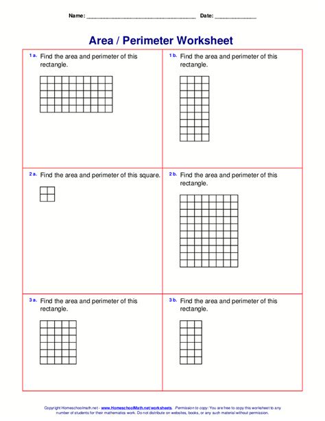area and perimeter of rectangle worksheet