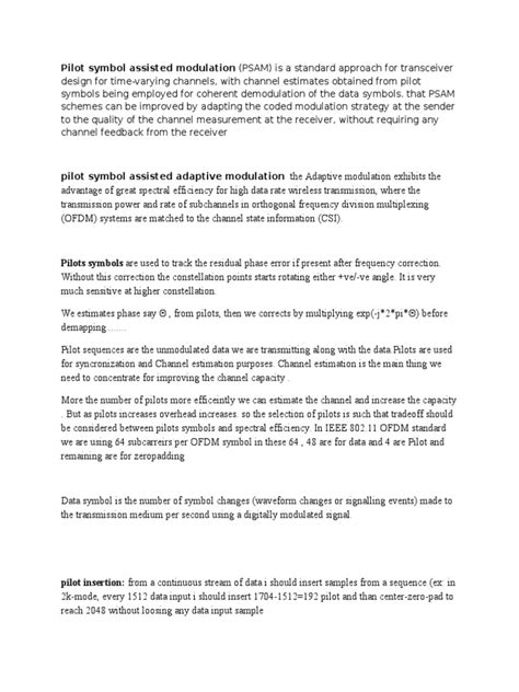 pilot symbol assisted modulation pdf modulation orthogonal frequency division multiplexing