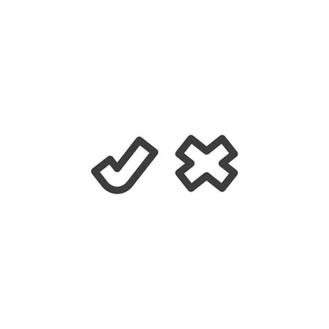 Vector Sign Of The Check Mark And Cross Symbol Is Isolated On A White