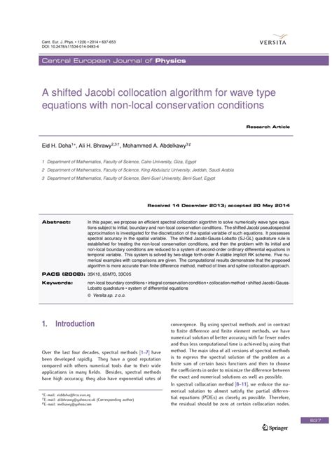 pdf a shifted jacobi collocation algorithm for wave type equations with non local conservation