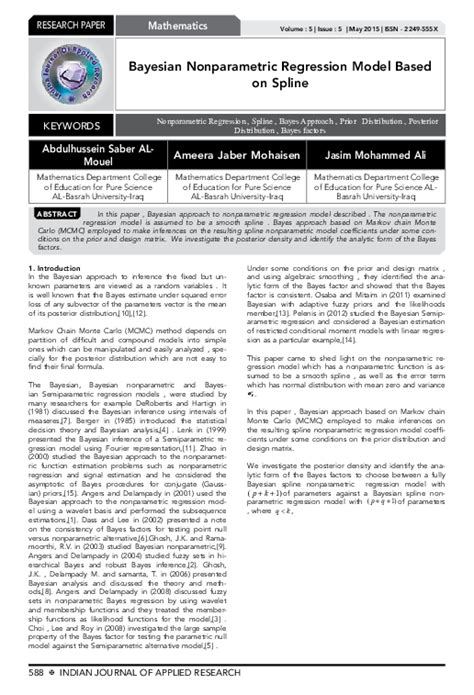pdf bayesian nonparametric regression model based on spline it jasim ali j