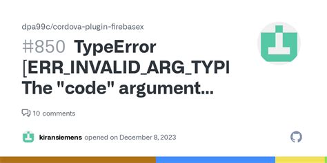 TypeError ERR INVALID ARG TYPE The Code Argument Must Be Of Type