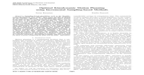 pdf optimal kinodynamic motion planning using incremental … sites default files