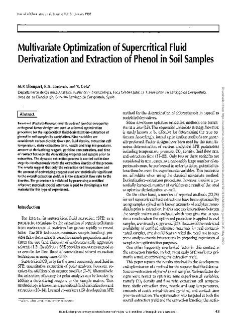 pdf multivariate optimization of supercritical fluid derivatization and extraction of phenol