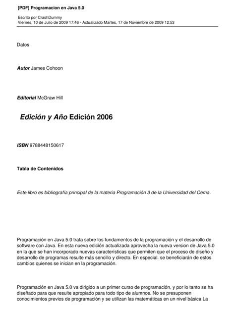 programacion en java 50 pdf java lenguaje de programación