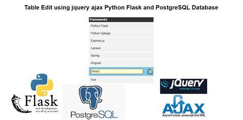 table edit using jquery ajax python flask and postgresql database tutorial101