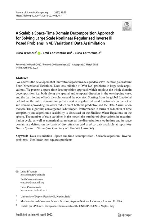 pdf a scalable space time domain decomposition approach for solving large scale nonlinear
