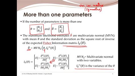 maximum likelihood for more than one parameter variance covariance matrix statistics iit