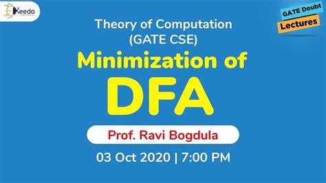 theory of computation gate cse minimization of dfa 3 oct 7 pm youtube
