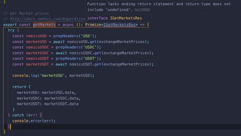 javascript function lacks ending return statement and return type does not include undefined