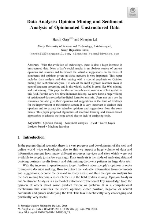 pdf data analysis opinion mining and sentiment analysis of opinionated unstructured data