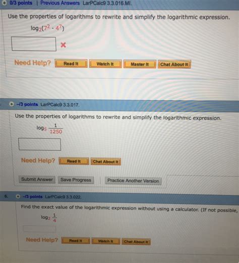 solved use the properties of logarithms to rewrite and