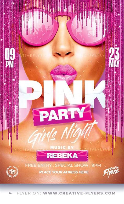 Pink Party Flyer Psd For Photoshop Creative Flyers Pink Parties Creative Flyers Party Flyer